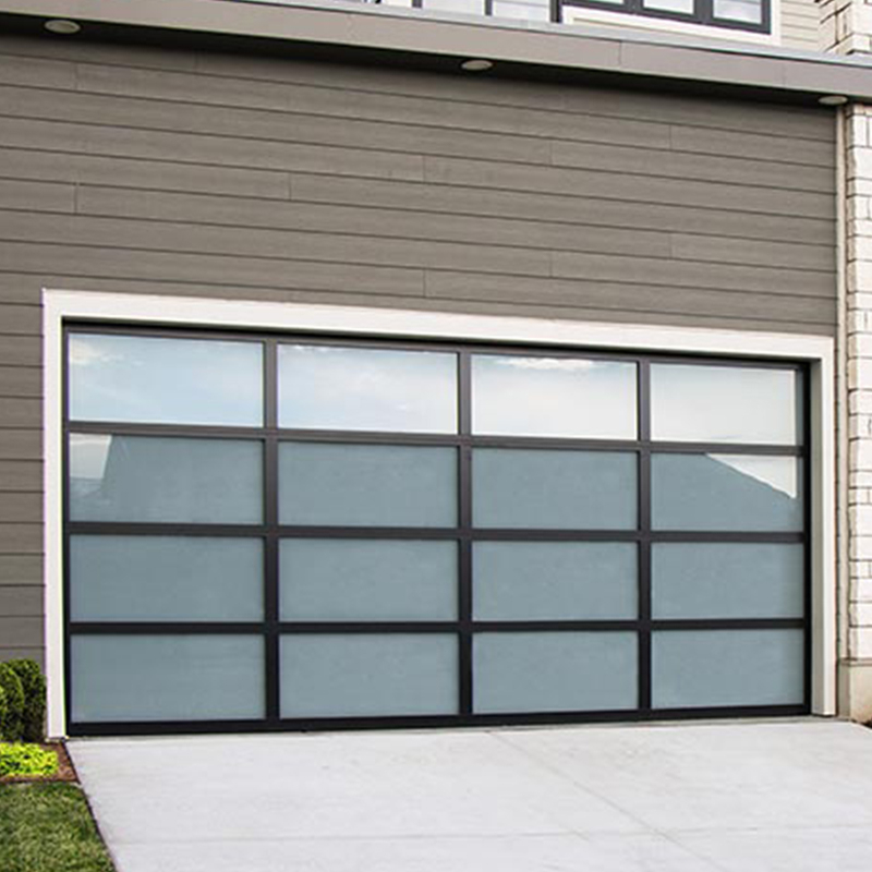 Residential Plexiglass Glass Aluminum Garage Door with Passing Door ...